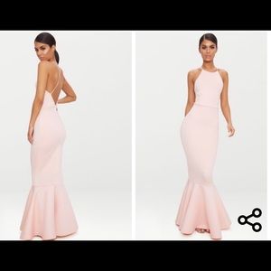 PrettyLittleThing | Dresses | Nude Cross Back Fishtail Maxi Dress | Poshmark